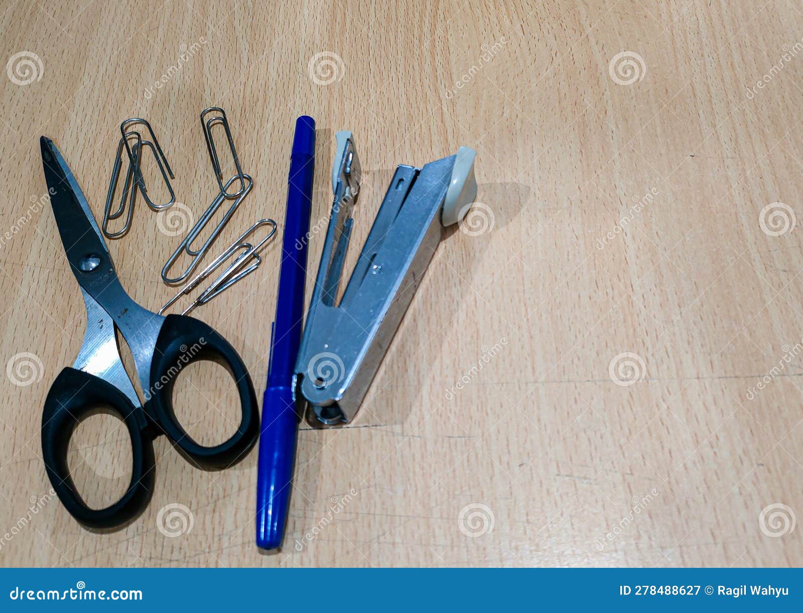 Office Stationary Scattered on the Table Stock Image - Image of ...