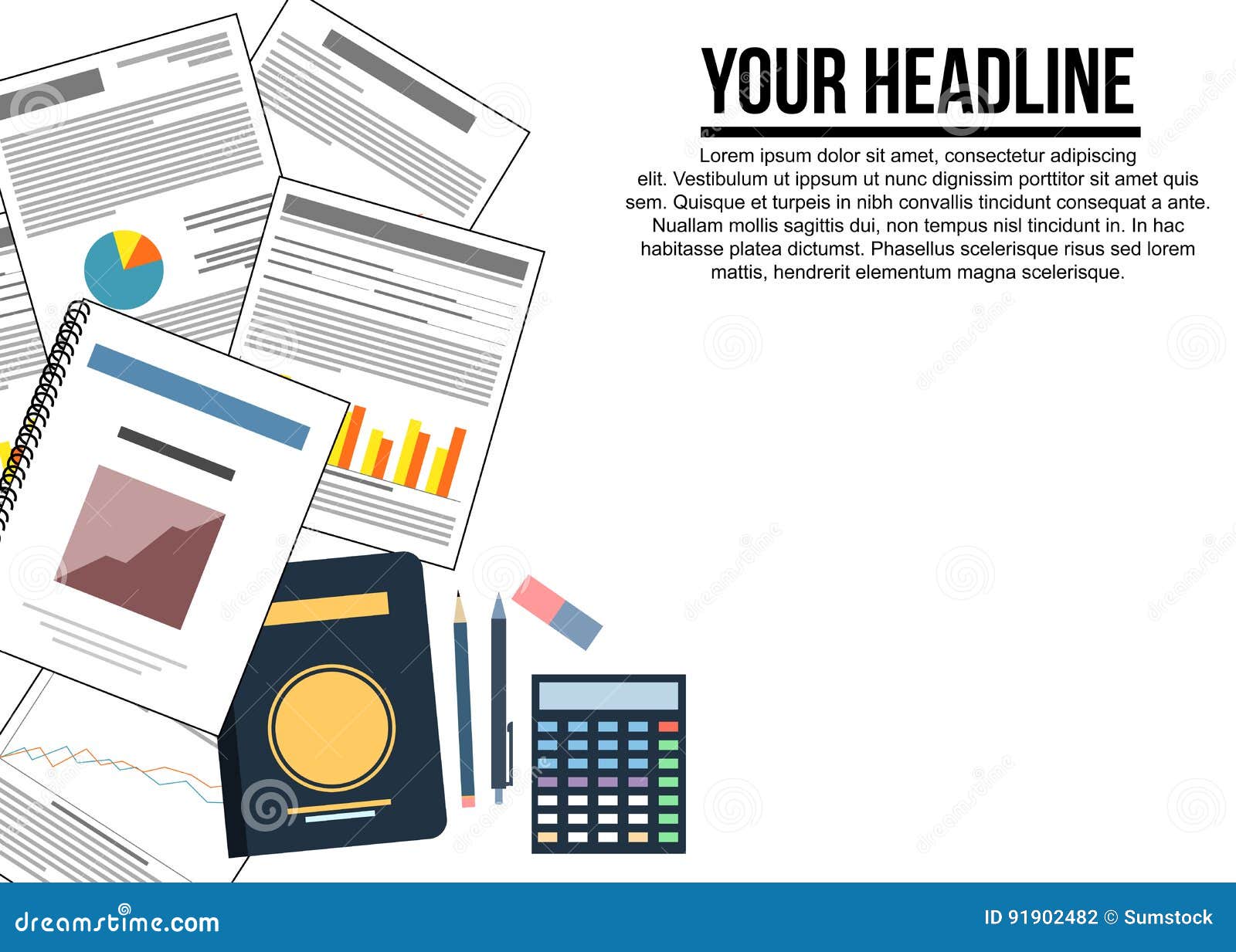 Office Stationery and Documents Corporate Banner Stock Vector ...