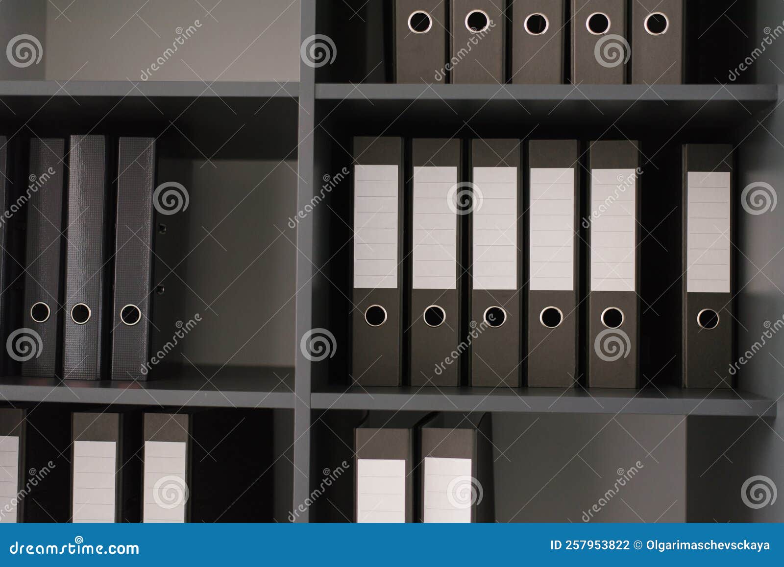 Office Stationery. Folders for Documents or Archive on Shelves in the ...