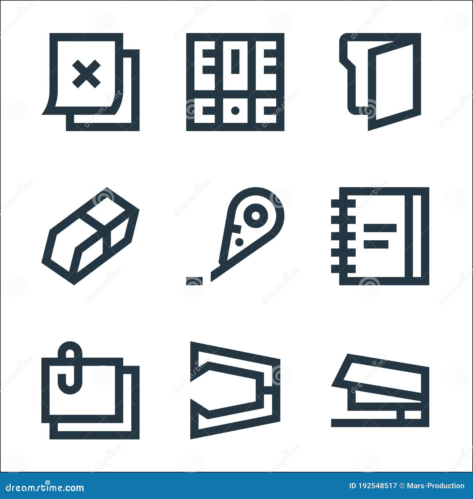 Office Stationery Line Icons. Linear Set Stock Vector - Illustration of ...