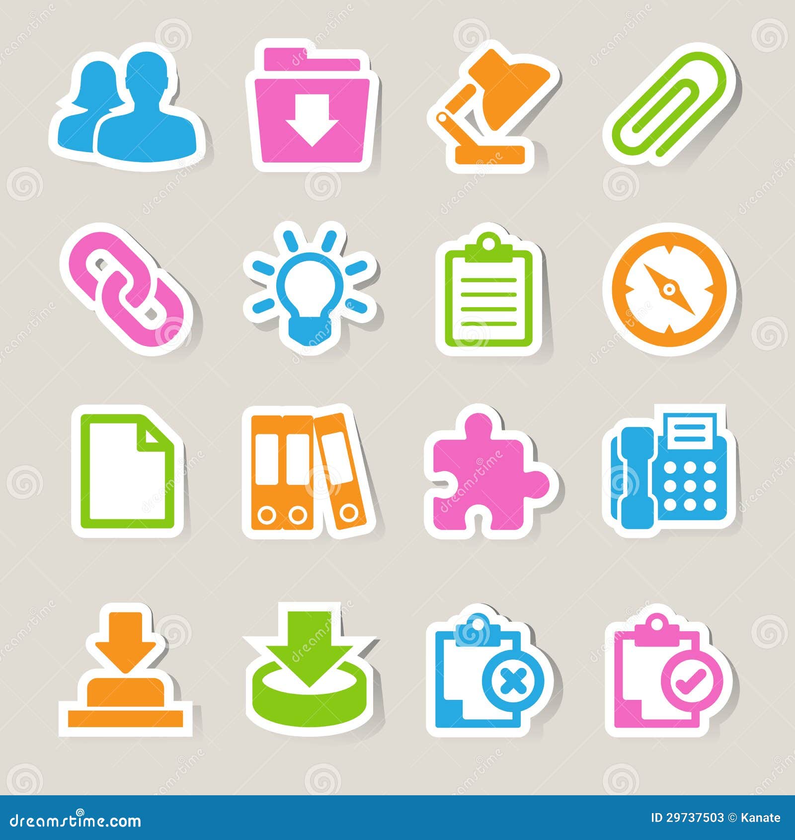 Office sticker icons set. stock vector. Illustration of office - 29737503