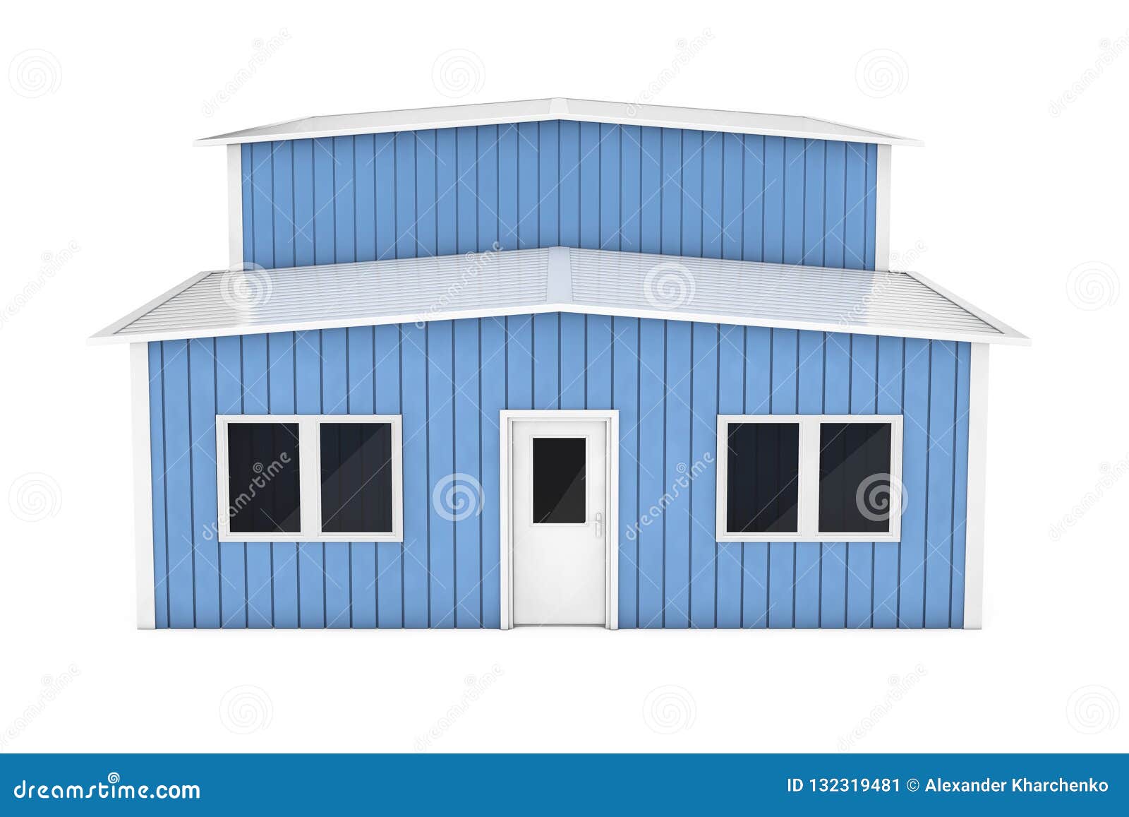 Office and Storage Warehouse Building. 3d Rendering Stock Illustration ...