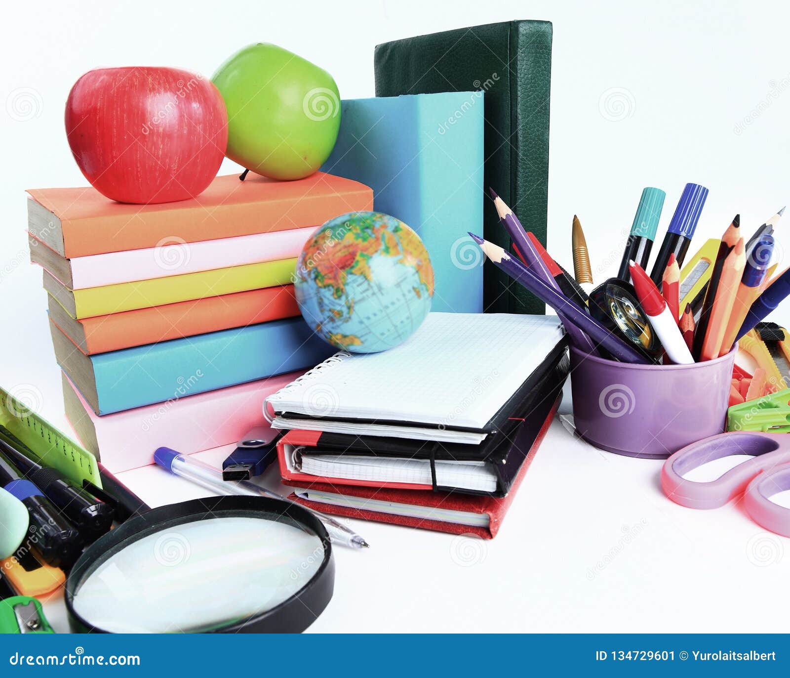 Office and Student Accessories on a White. Back To School Concept ...