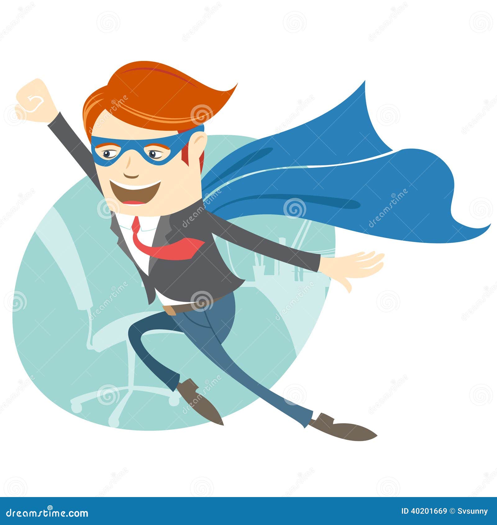 Office Superman Flying in Front of His Working Place Stock Vector ...