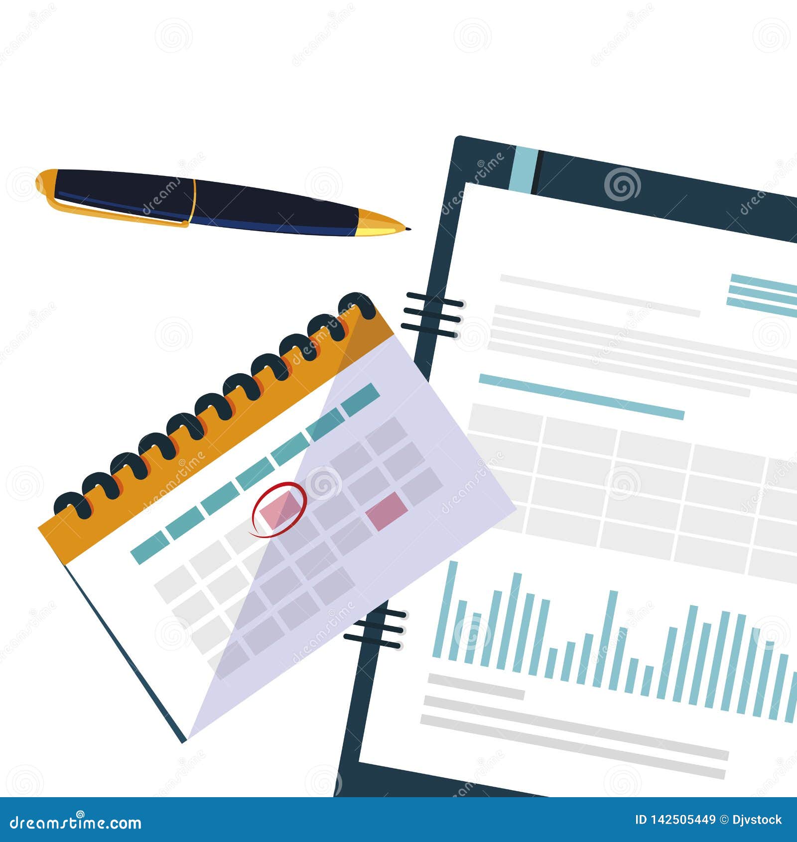 Office Supplies and Note Pad Items Stock Vector - Illustration of ...