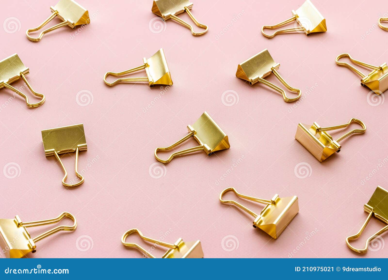 Office Supplies Pattern. Golden Paper Binder Clips Stock Image - Image ...