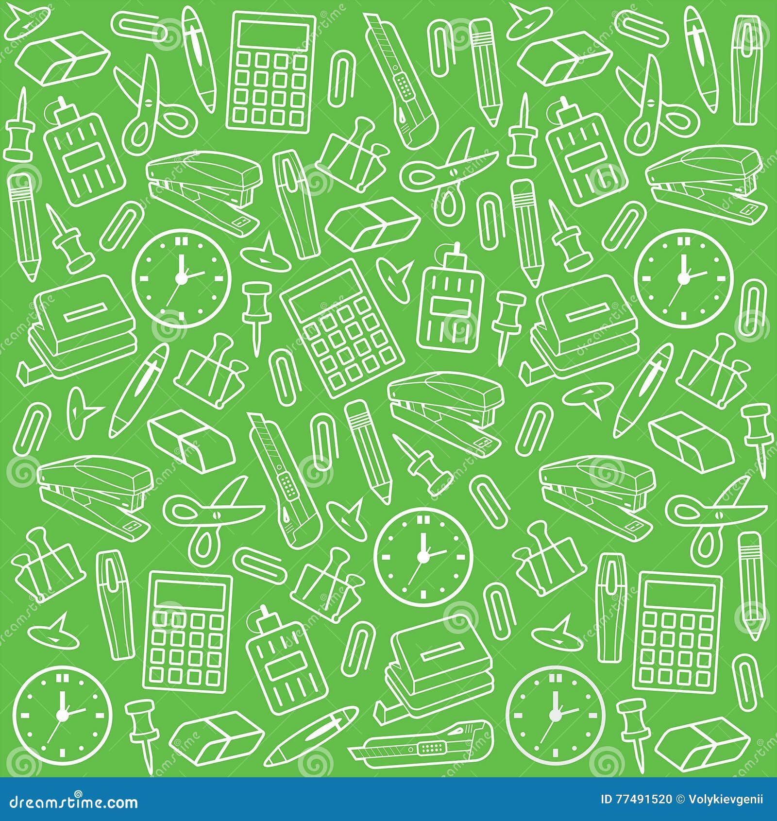 Office Supplies Seamless Background Stock Vector - Illustration of ...