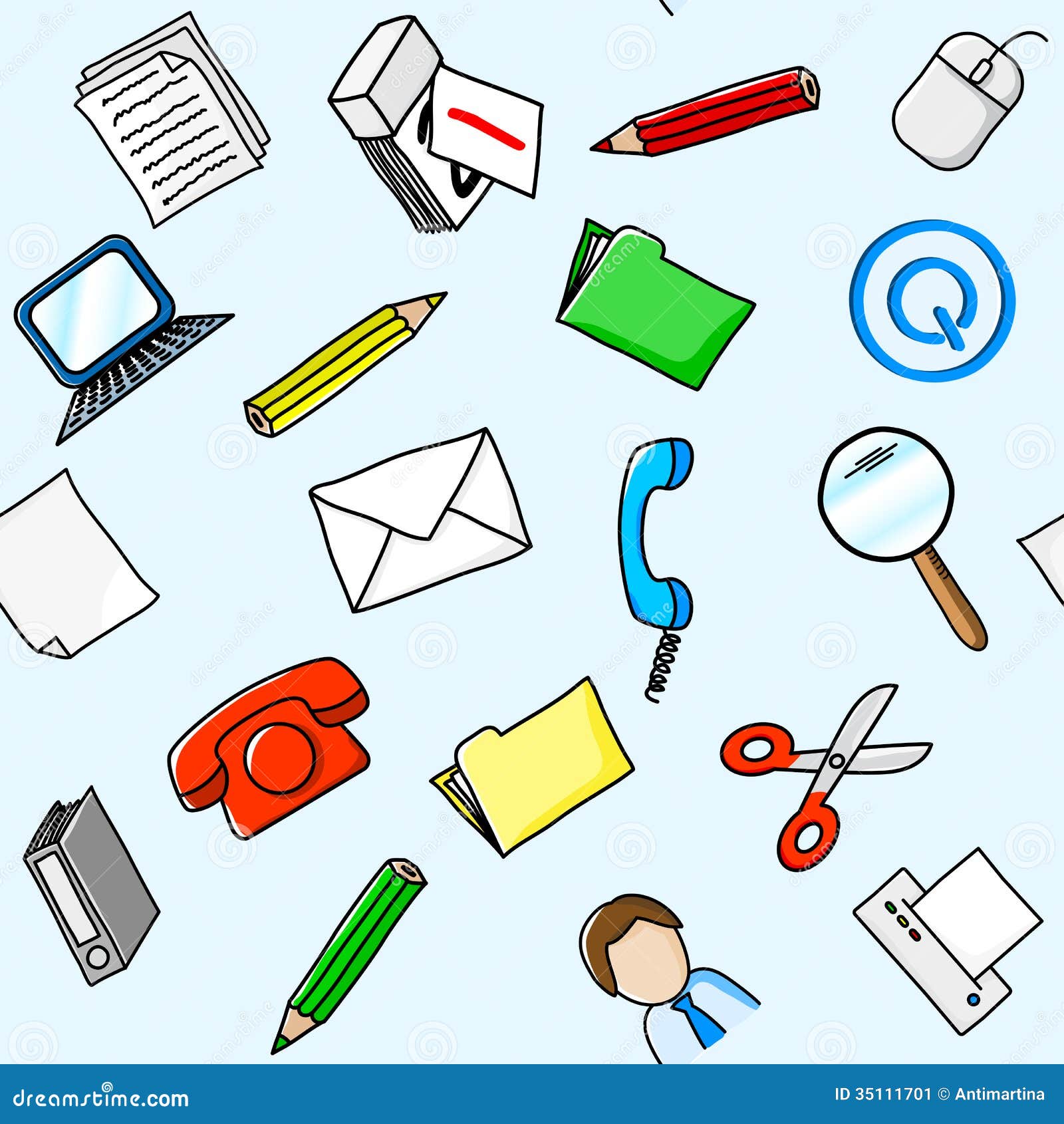 Office Supplies Seamless Background Stock Illustrations – 2,541 Office ...
