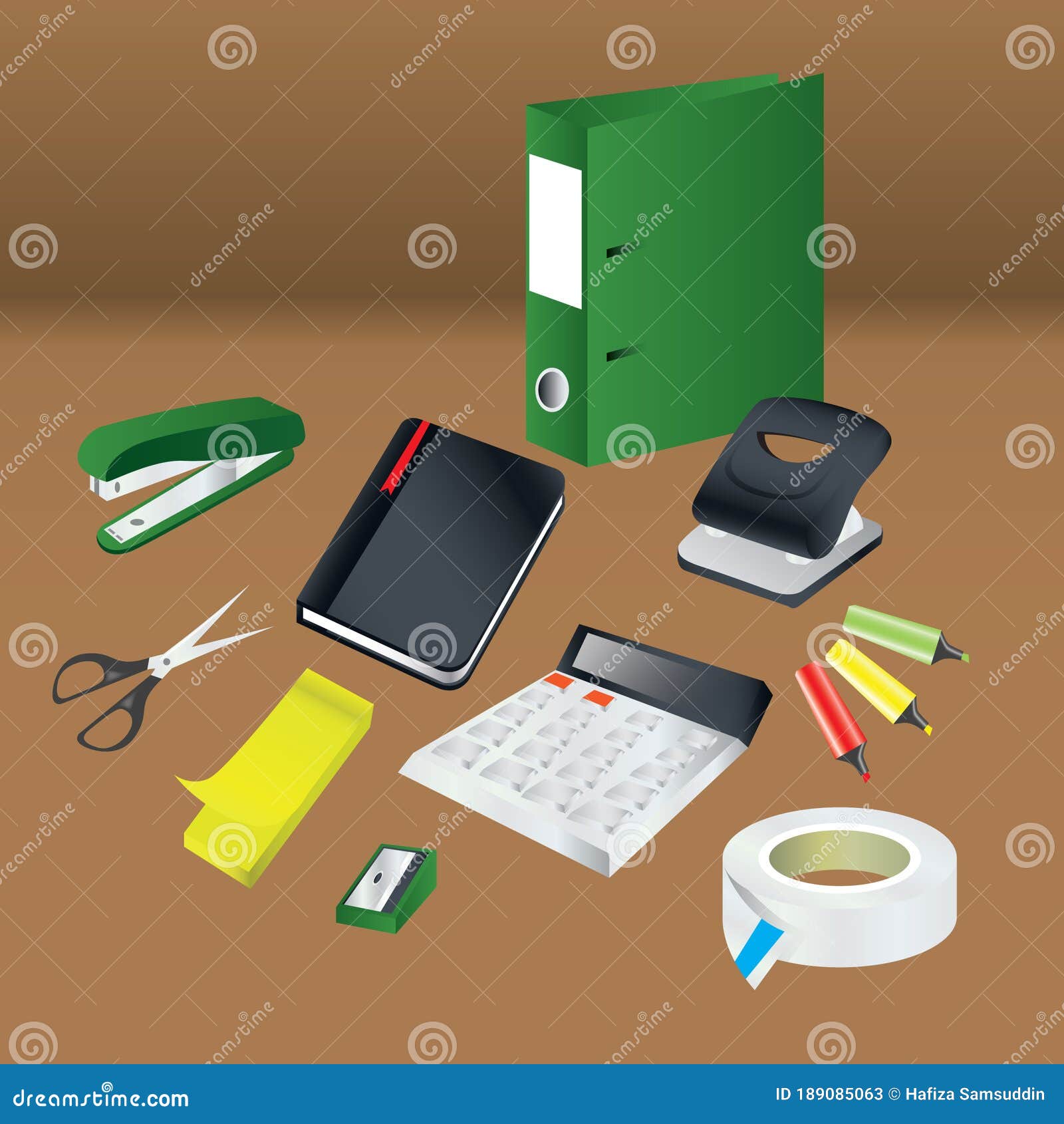 Office Supplies. Vector Illustration Decorative Design Stock Vector ...