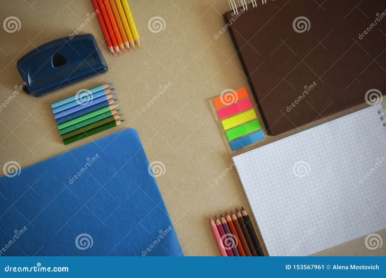 Office Supplies for Work and Study on the Table. Stock Image - Image of ...