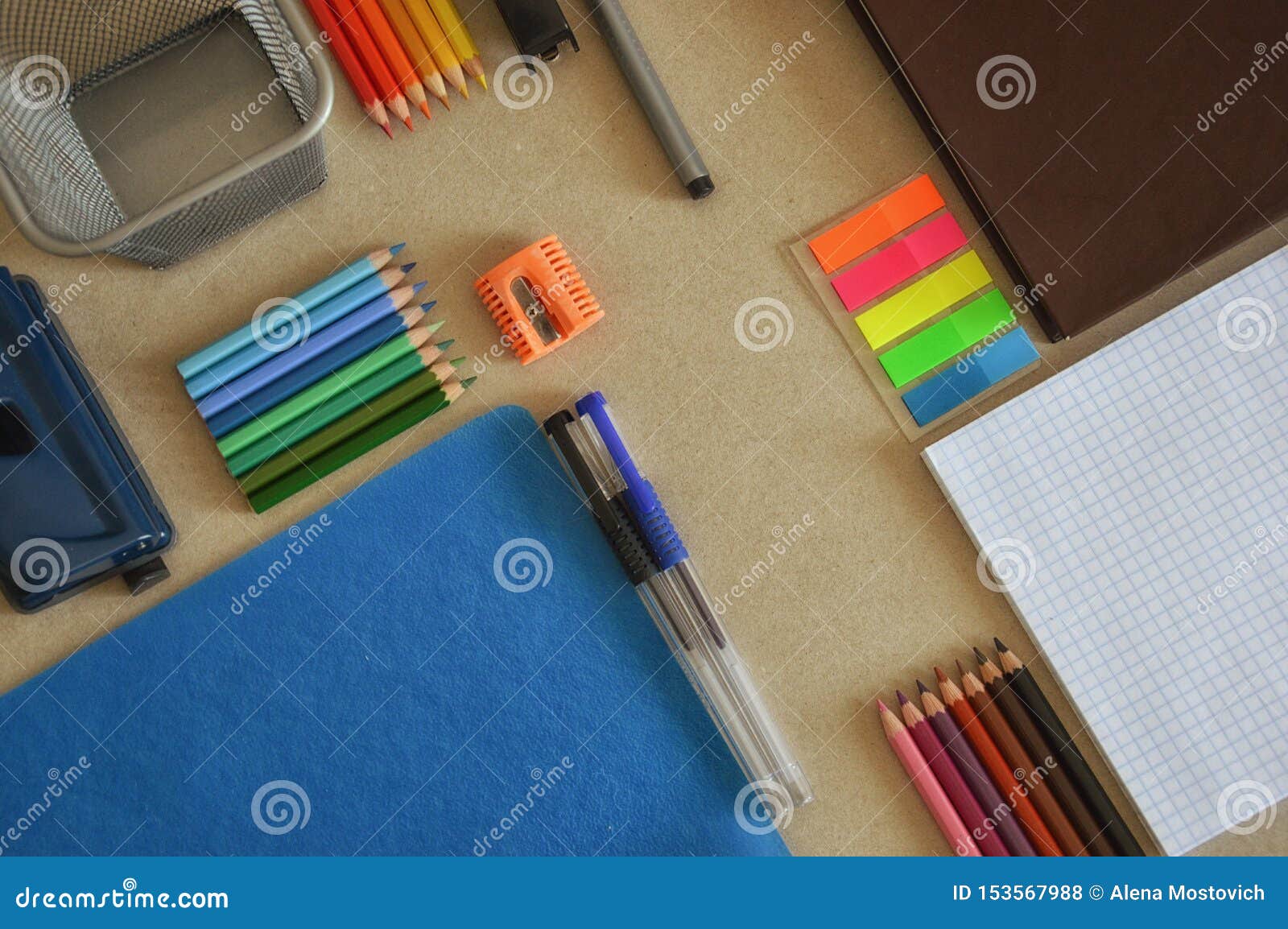 Office Supplies for Work and Study on the Table. Stock Photo - Image of ...