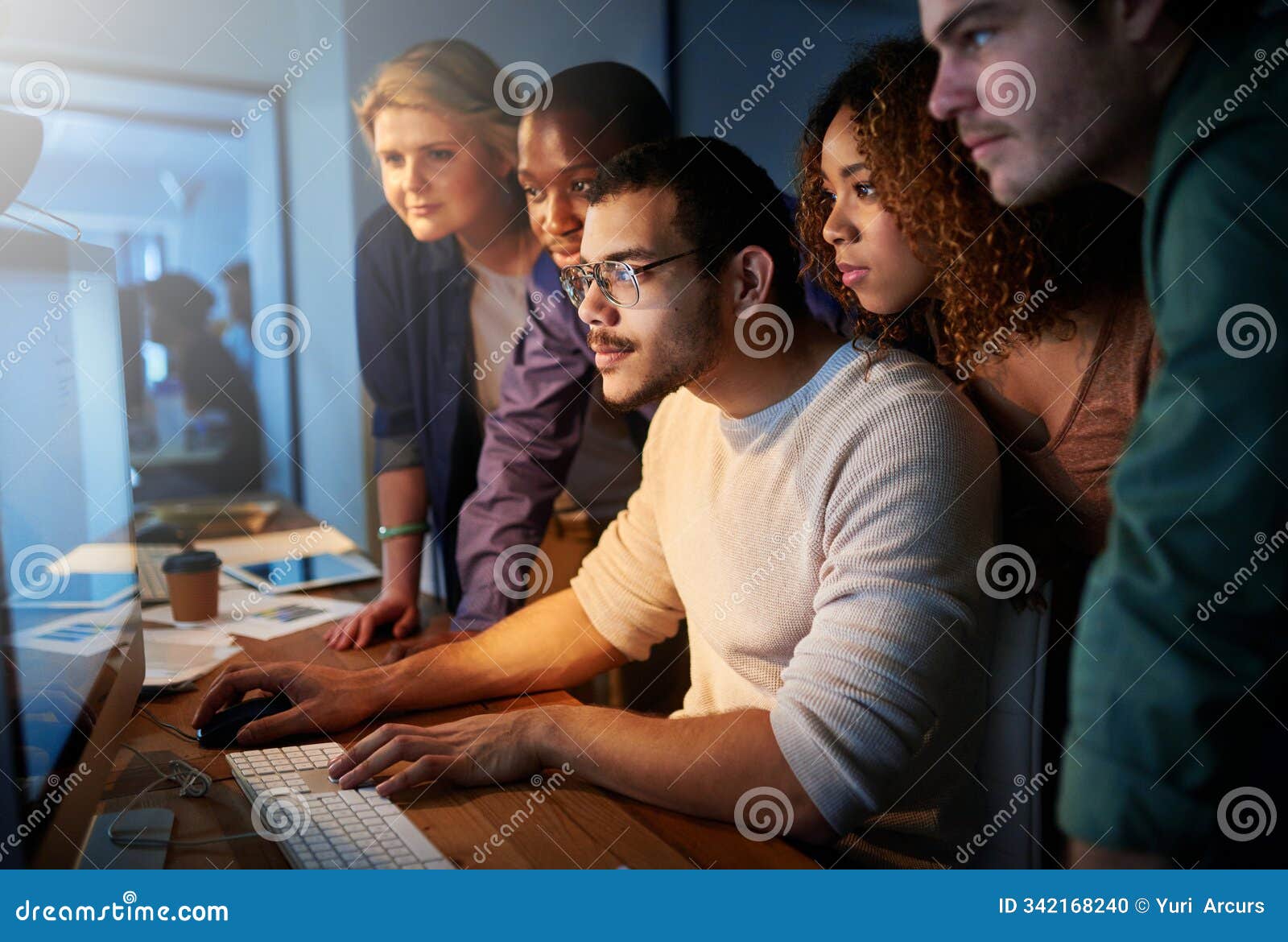 Office, Support and Business People with Teamwork by Computer for ...