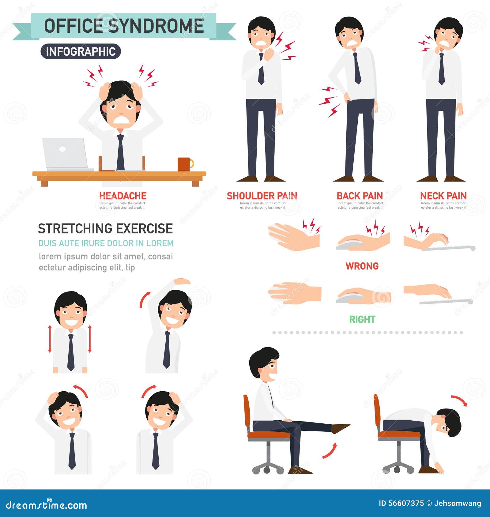 Office Syndrome Infographic Stock Vector - Illustration of graphic ...