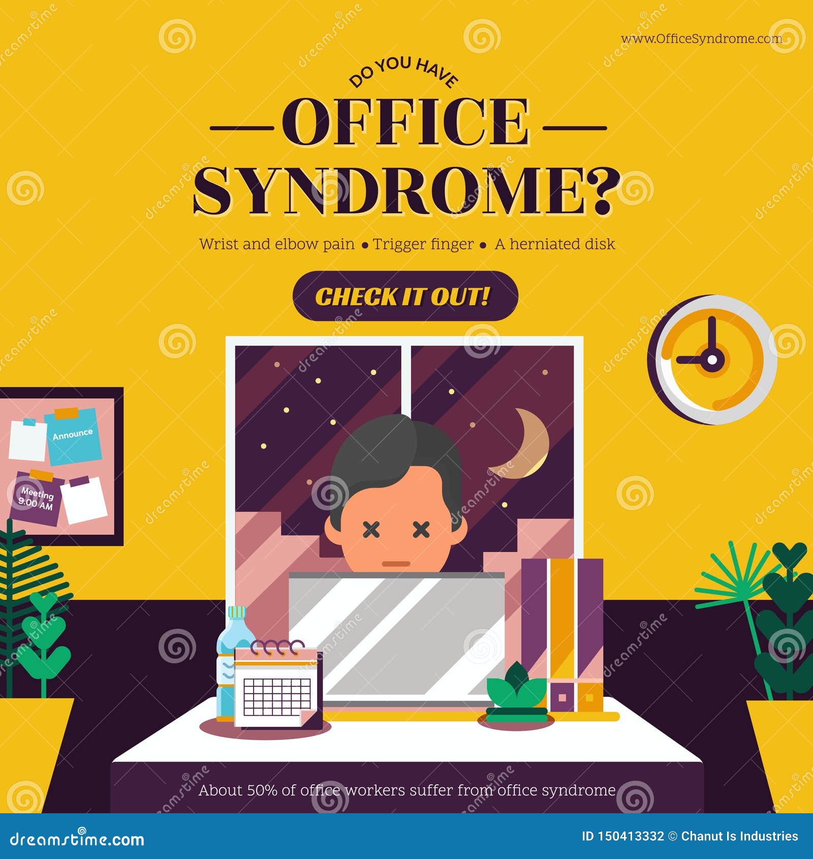 Office Syndrome Poster Template Stock Vector - Illustration of office ...