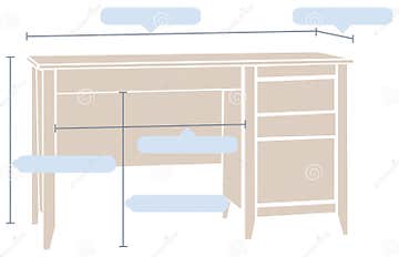 Office Table with the Basic Dimensions Stock Vector - Illustration of ...