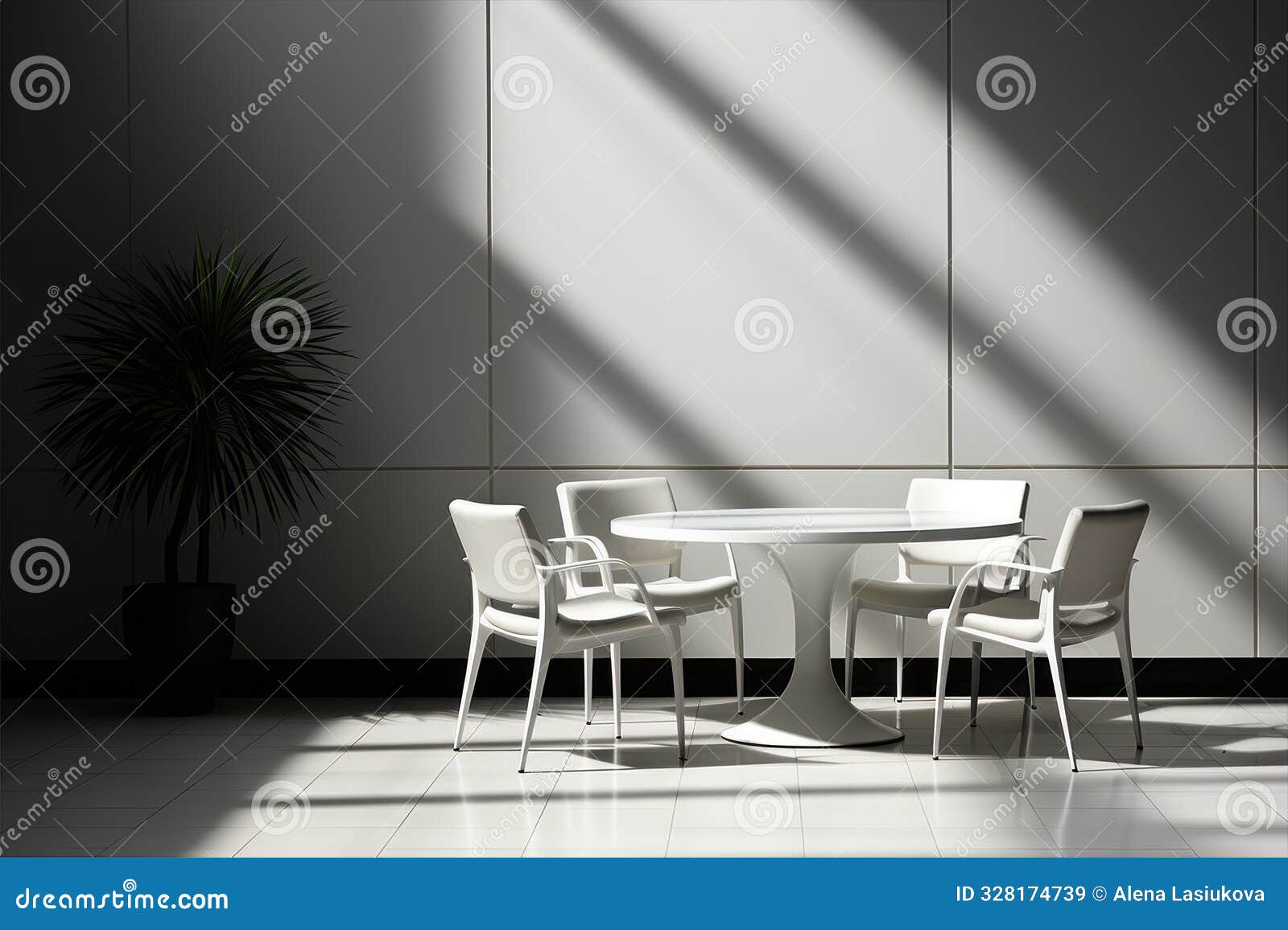 Office Table with Chairs and Laptop in an Interior Design Setting Stock ...