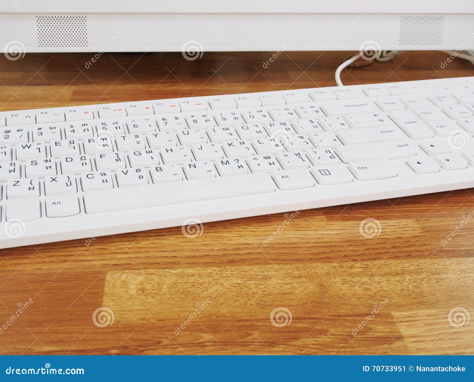 Office Table with Computer Keyboard Stock Image - Image of wood, table ...