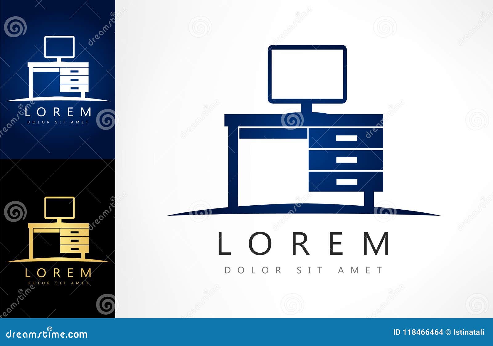 Office Table and Computer Logo Vector Stock Vector - Illustration of ...