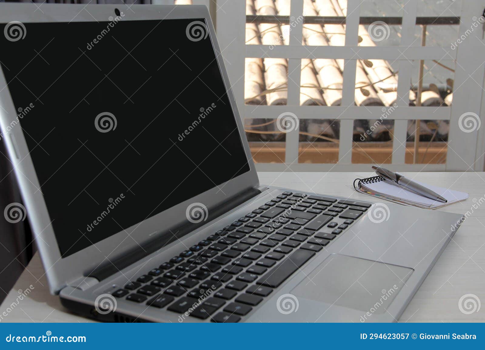 Office Table with Computer Pen Pencil Notepad, Study and Work Place ...