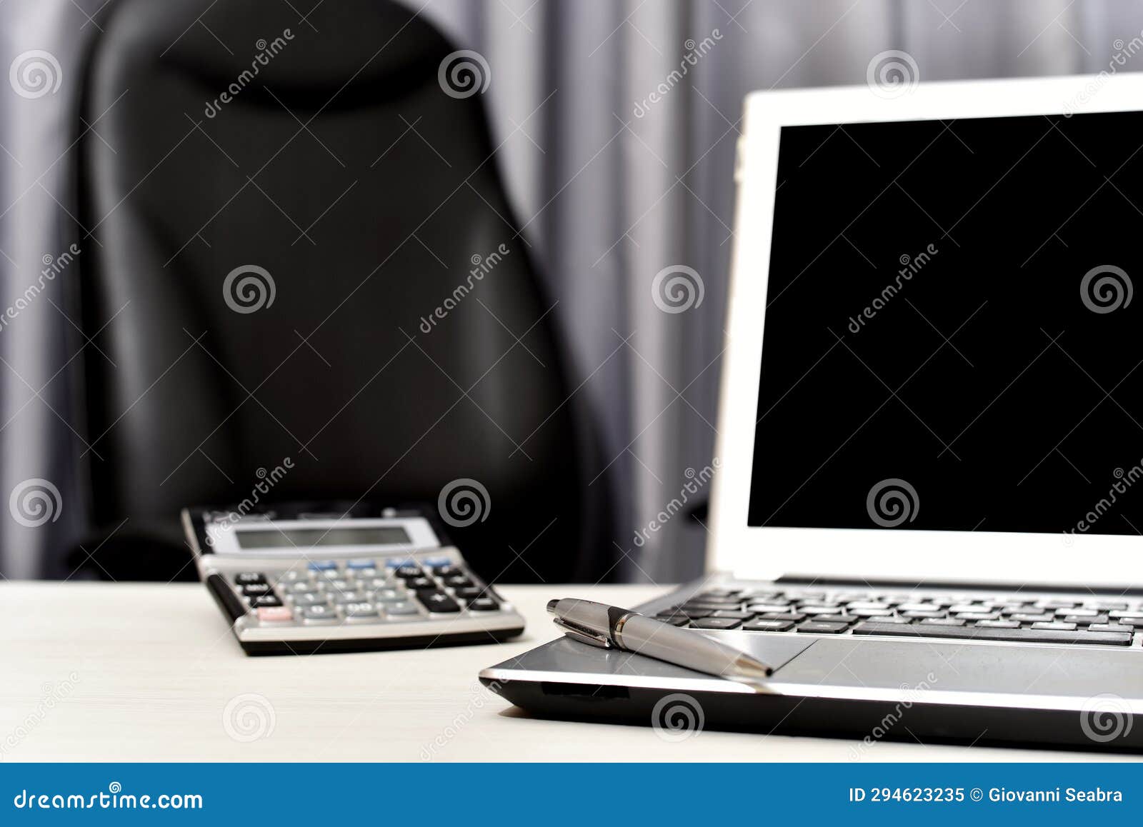 Office Table with Computer Pen Pencil Notepad, Study and Work Place ...