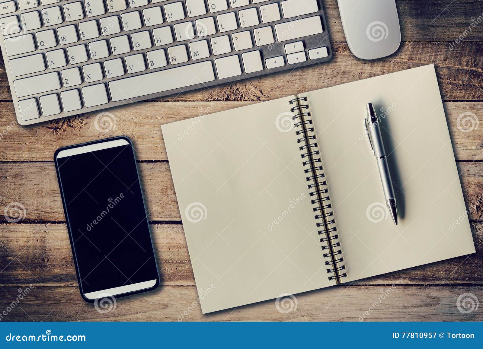 Office Table with Computer, Phone, Notebook and Pen. Stock Image ...
