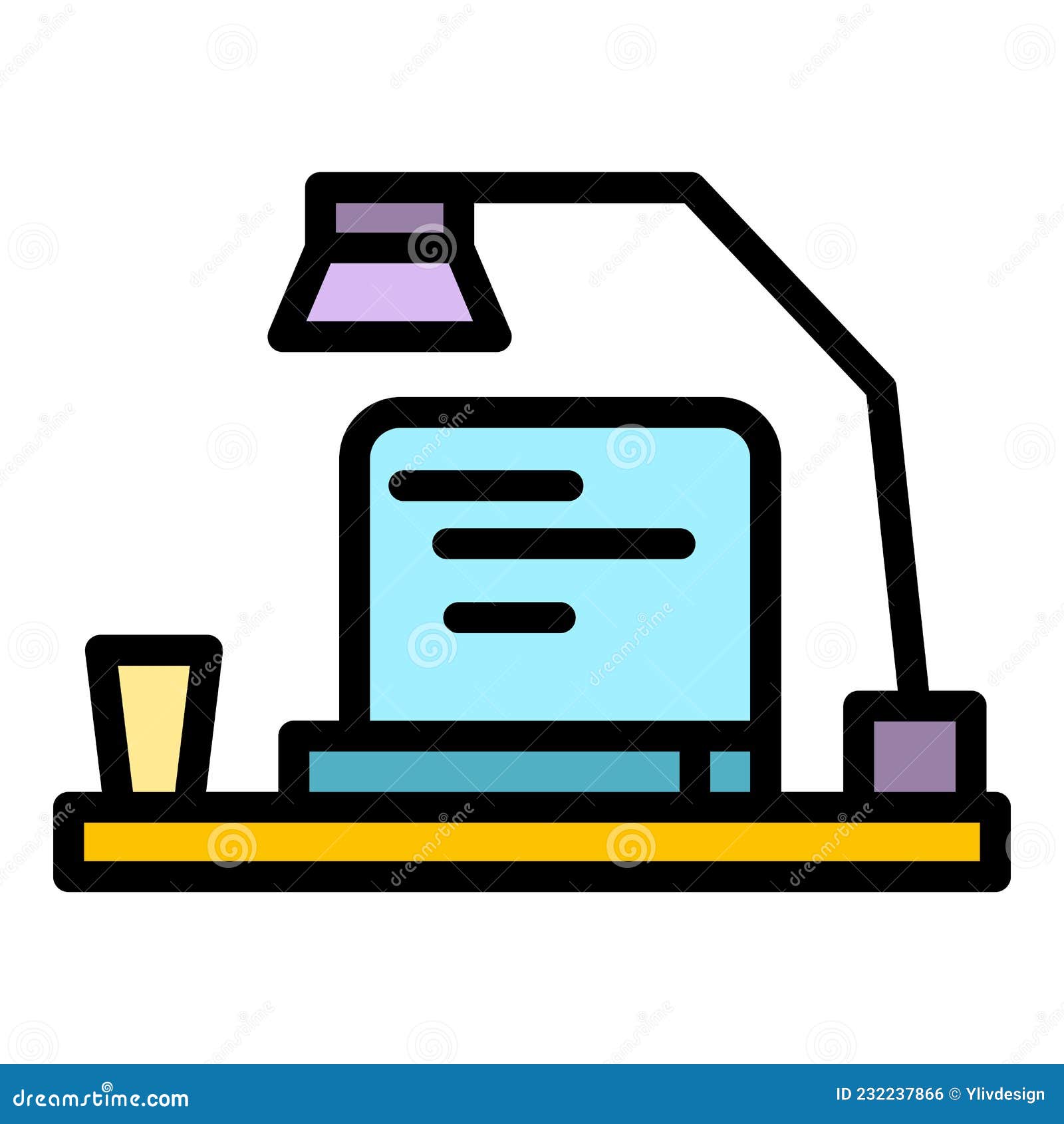 Office Table Icon Color Outline Vector Stock Illustration ...