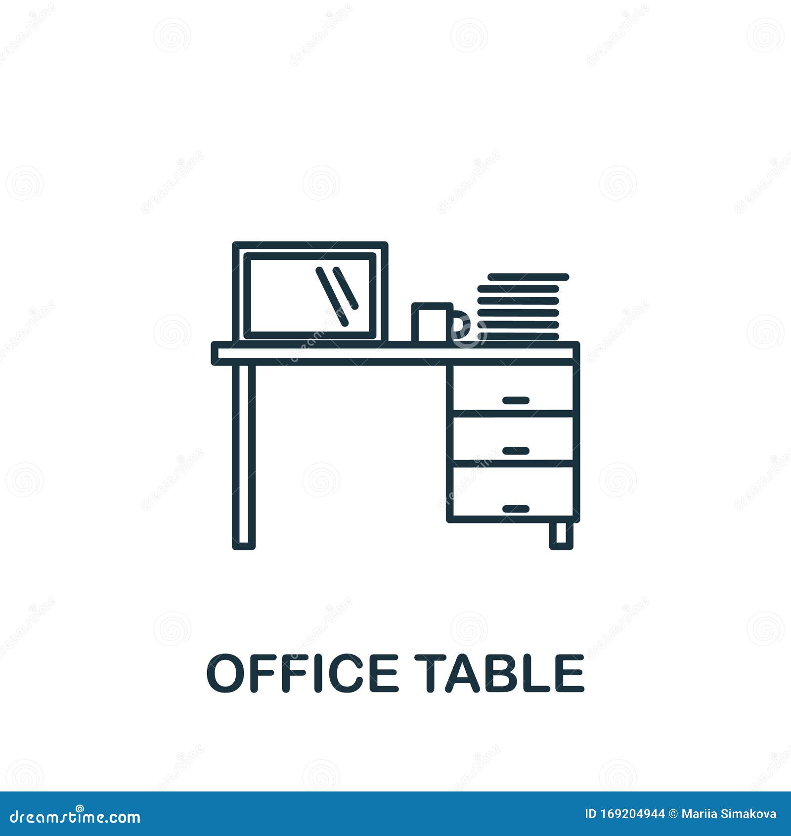 Office Table Icon from Interior Collection. Simple Line Element Office ...