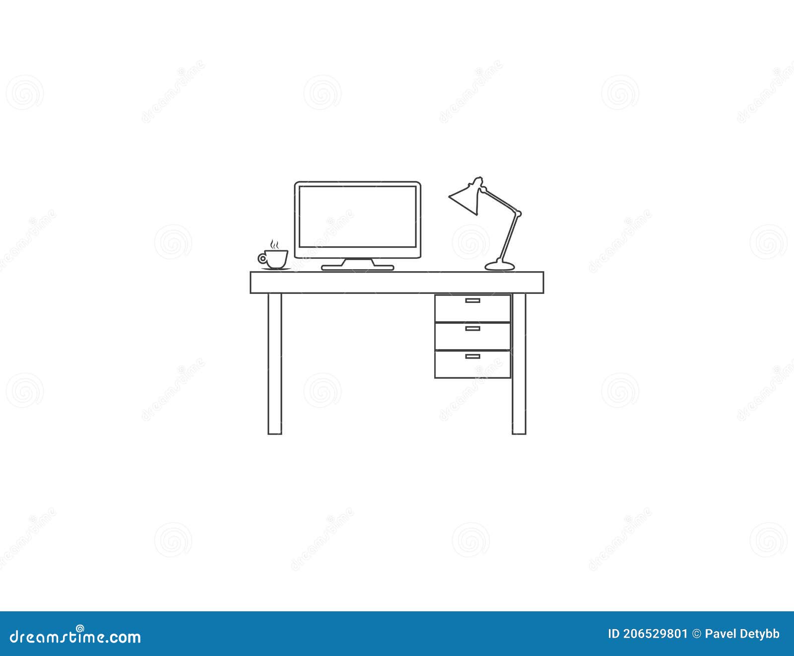 Office Table, Interior, Workplace Icon. Vector Illustration, Flat ...