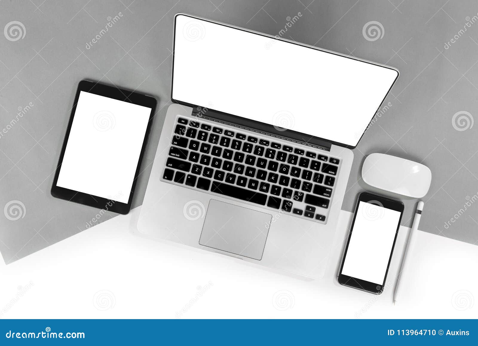 Office Table with Laptop Computer, Digital Tablet, Smartphone, P Stock ...