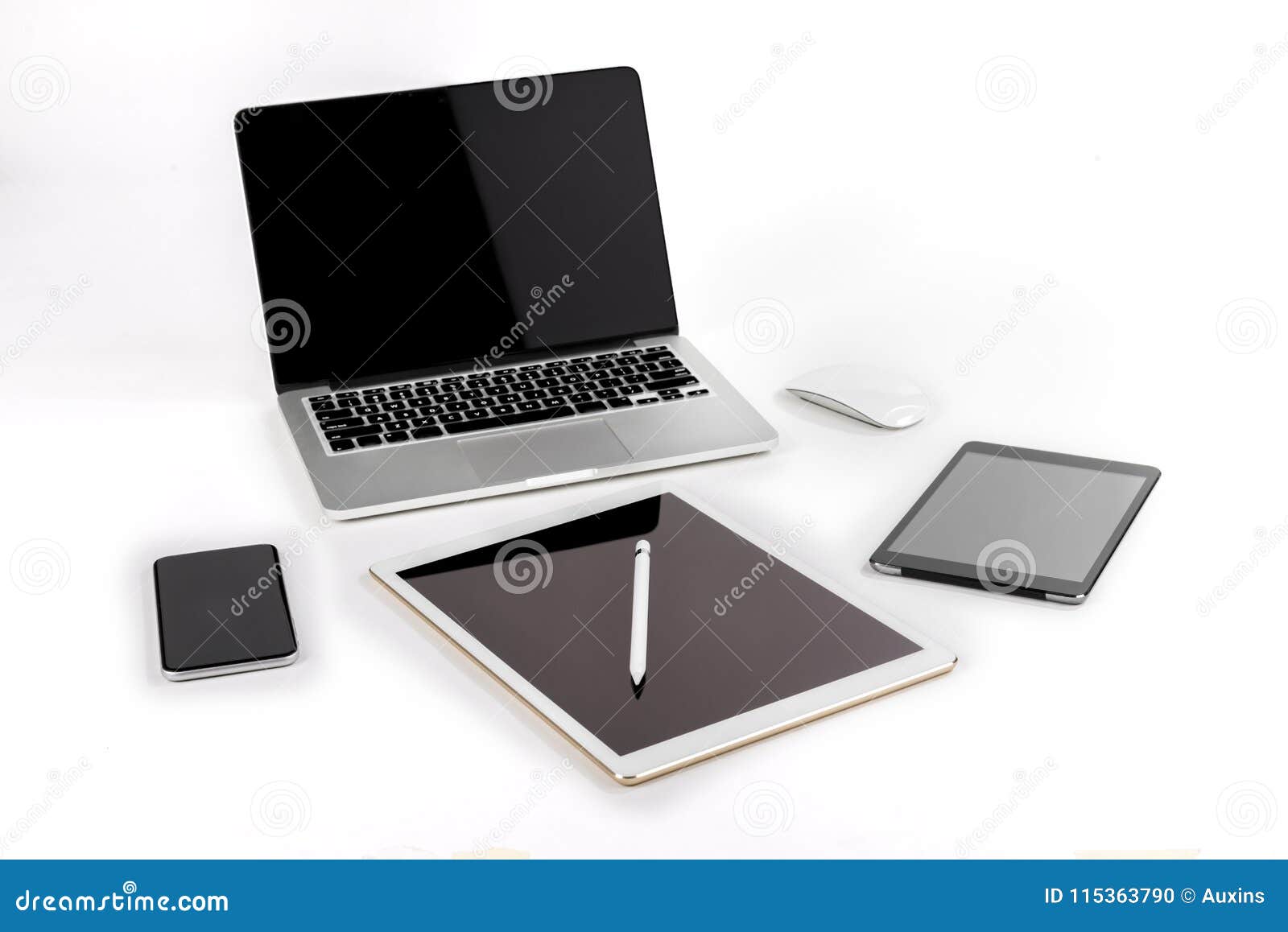 Office Table with Laptop Computer, Digital Tablet, Smartphone, P Stock ...