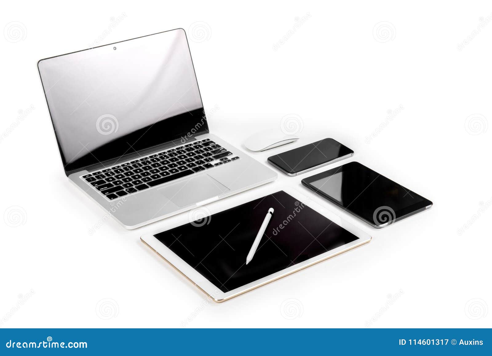 Office Table with Laptop Computer, Digital Tablet, Smartphone, P Stock ...