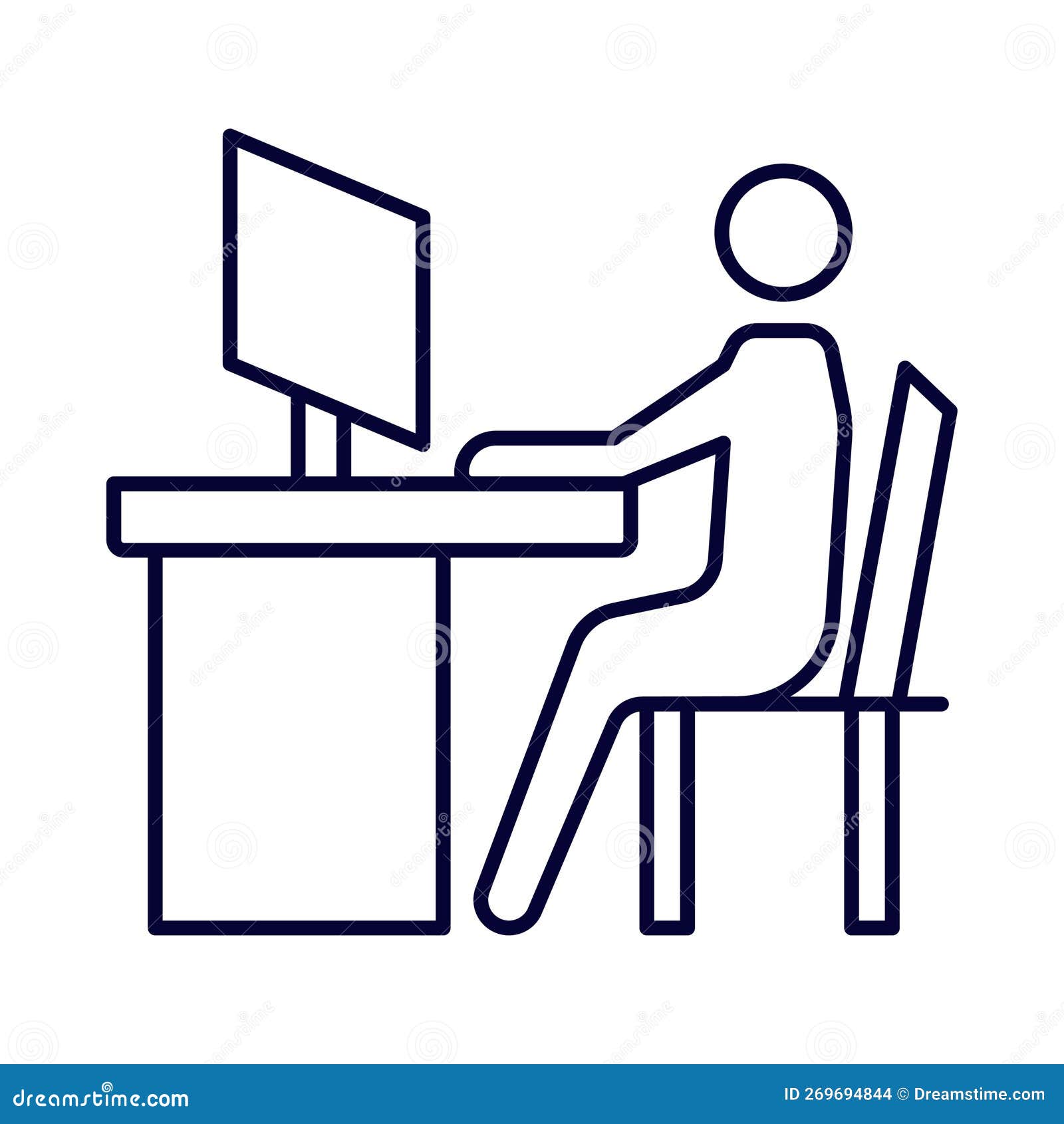 Office, Table, Man, Computer, Office Stuff Working Table Icon Stock ...