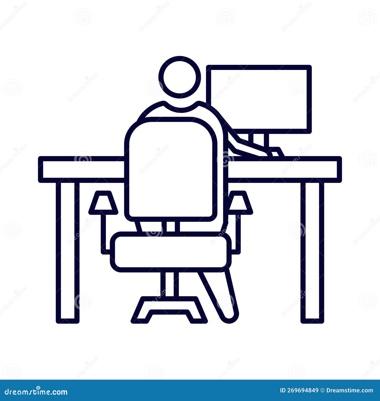 Office, Table, Man, Computer, Office Stuff Working Table Icon Stock ...