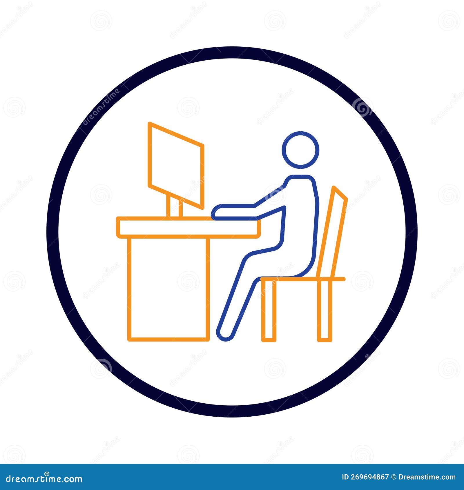 Office, Table, Man, Computer, Office Stuff Working Table Icon Stock ...