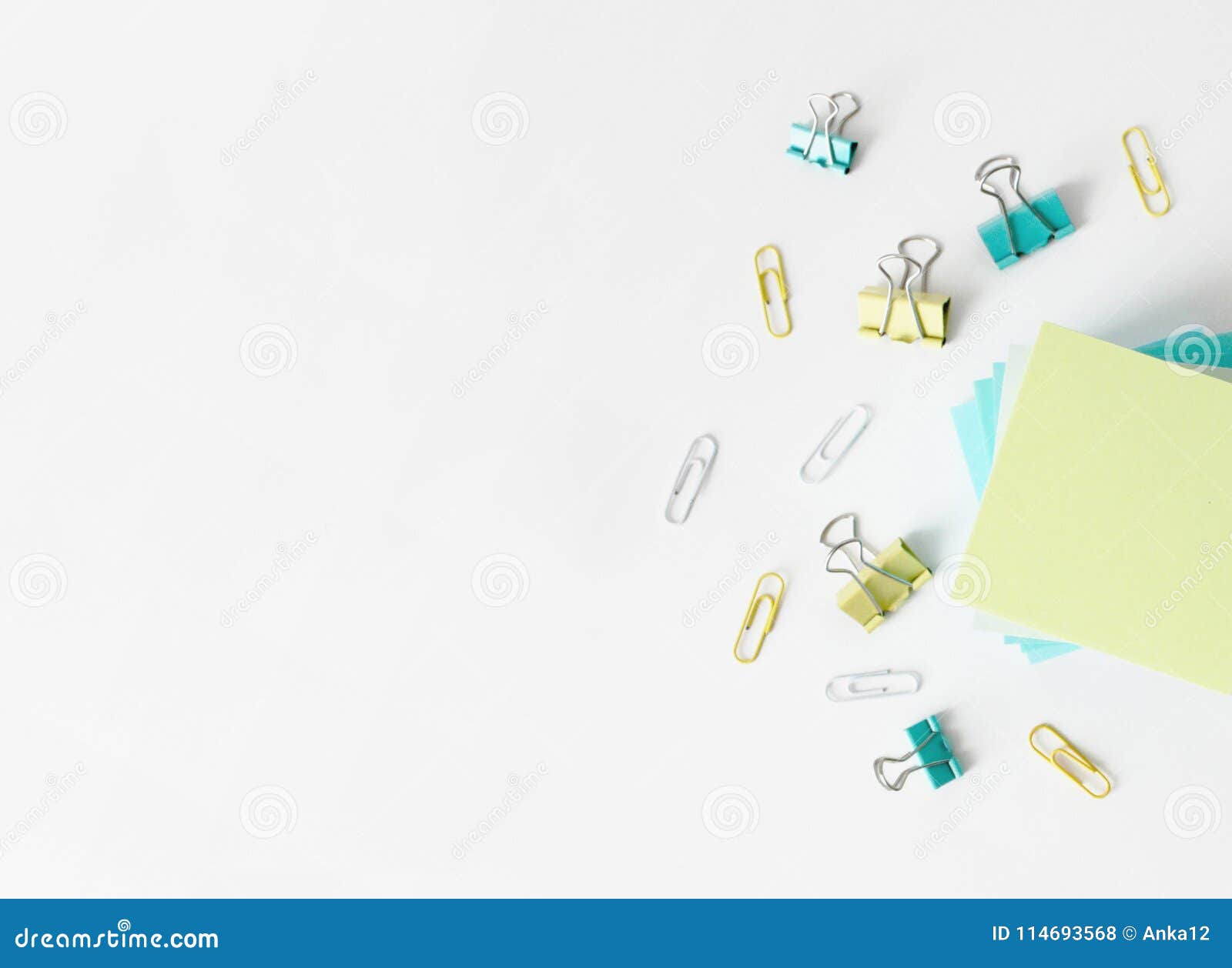 Office Table with Note Papers and Paper Clips Stock Photo - Image of ...
