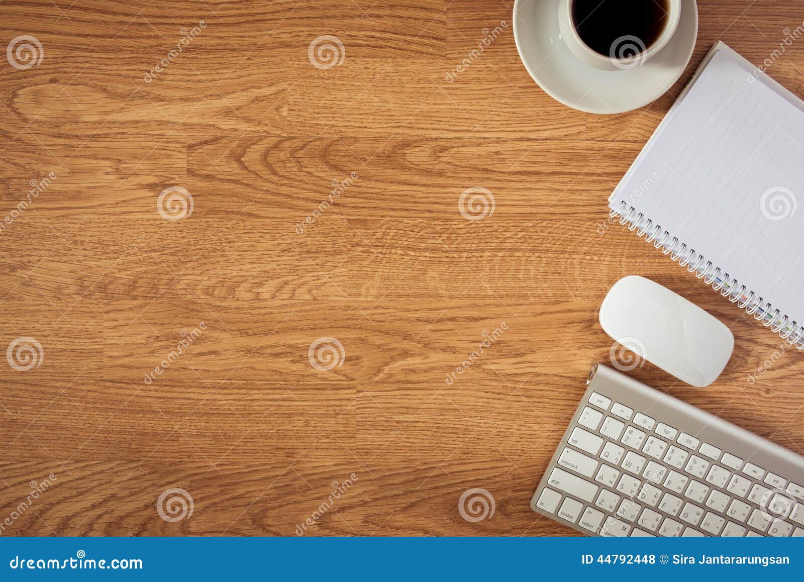 Office Table with Notepad, Computer and Coffee Cup and Computer ...