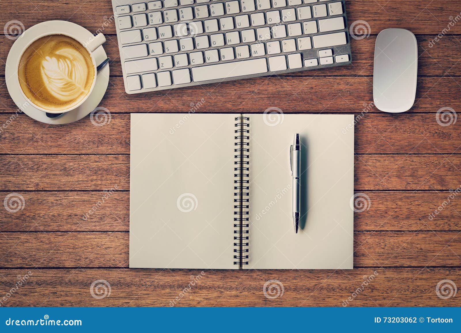 Office Table with Notepad, Computer and Coffee Cup and Computer Stock ...