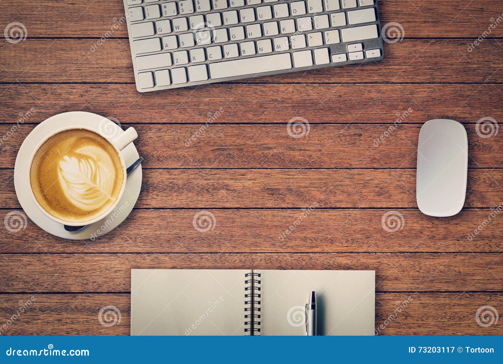 Office Table with Notepad, Computer and Coffee Cup and Computer Stock ...