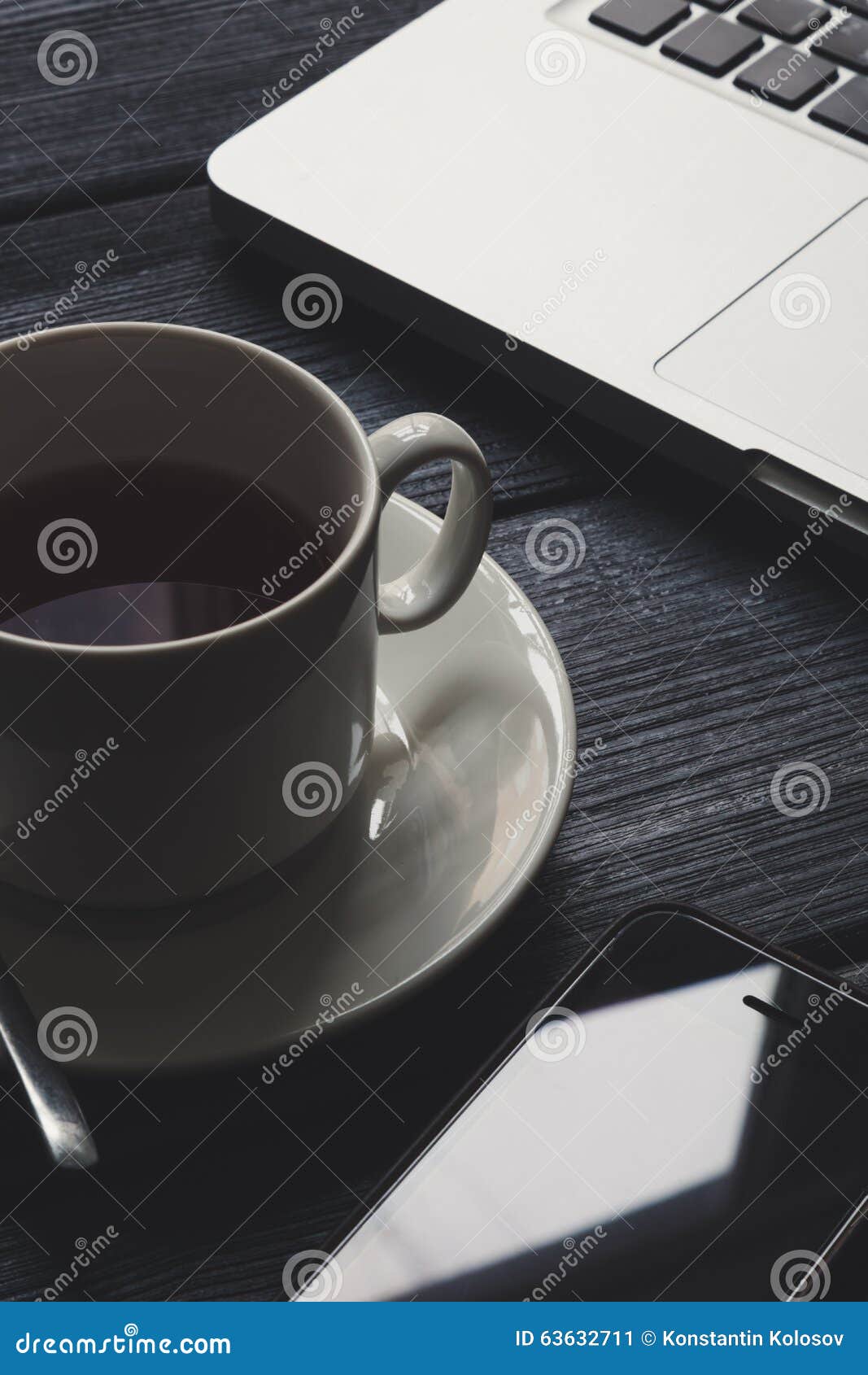 Office Table with Notepad, Computer and Tea Cup Stock Image - Image of ...