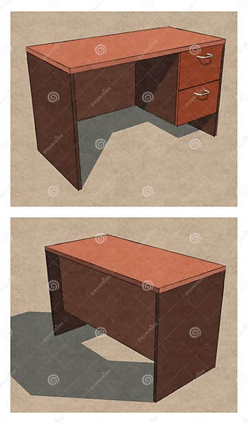 Office Table Plan Front Back Perspective Stock Illustration ...