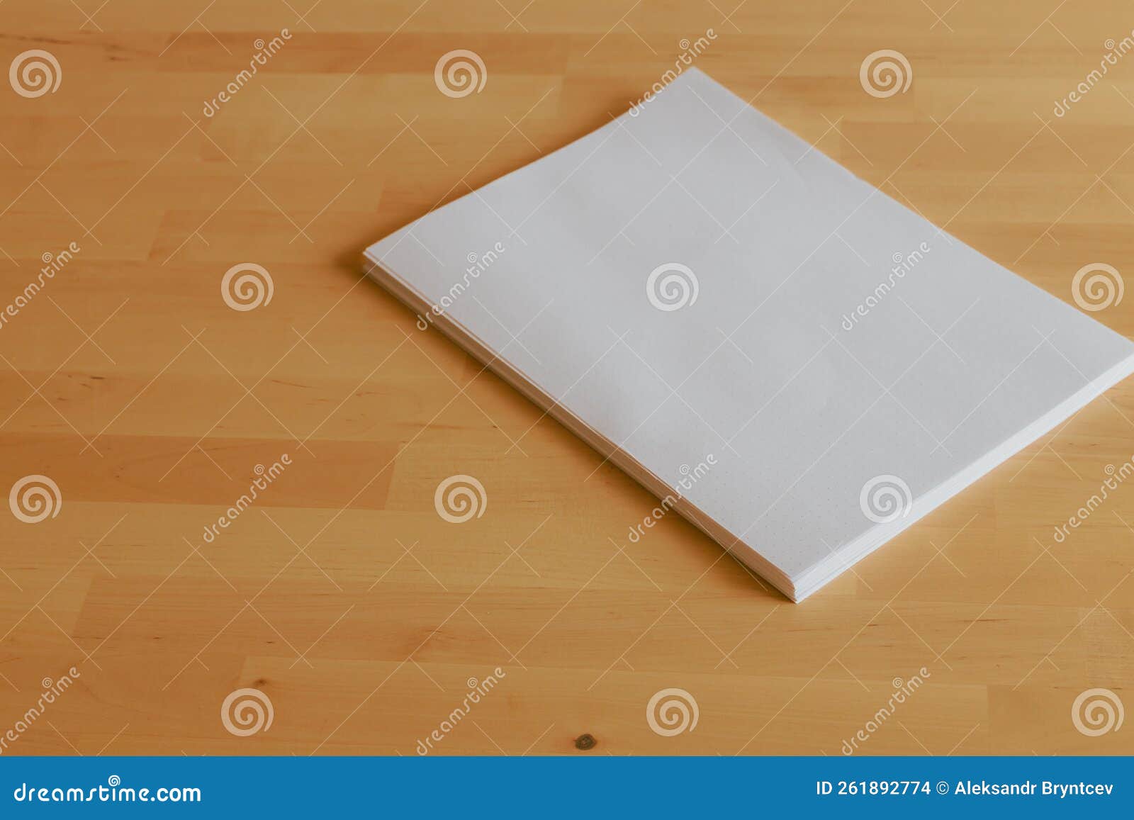 Stack of Blank Sheets of Paper on Bright Wooden Office Desk Stock Photo ...
