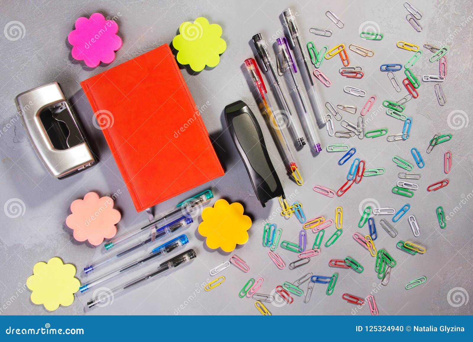 Office Table with Stationery Set Stock Photo - Image of empty, document ...