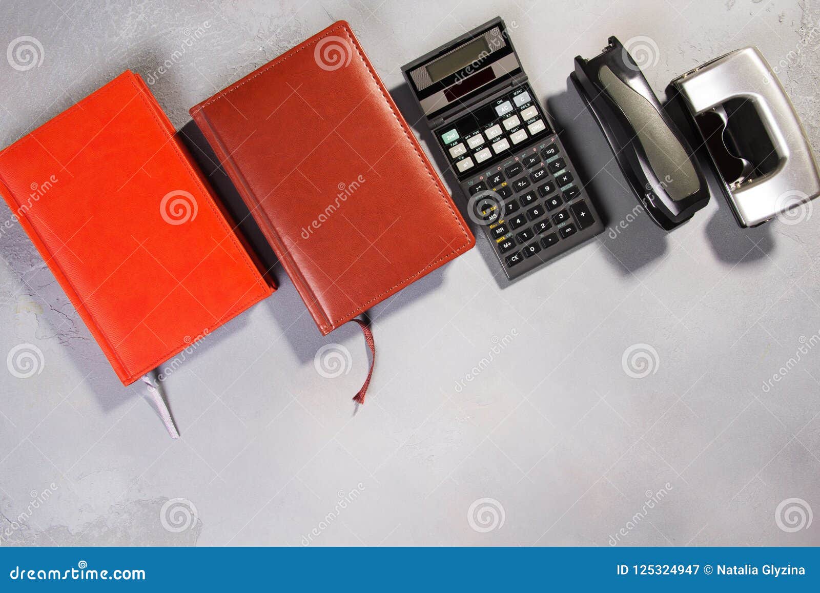 Office Table with Stationery Set Stock Image - Image of black ...