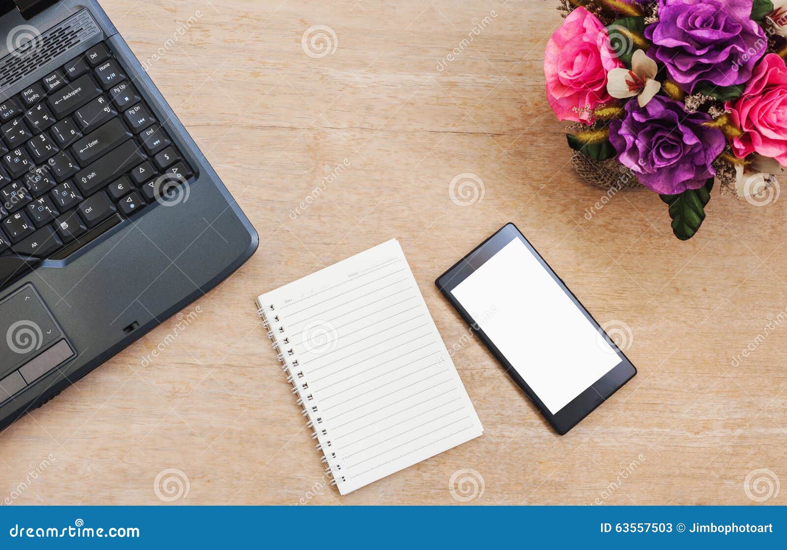 Office Table, View from Above with Copy Space Stock Image - Image of ...