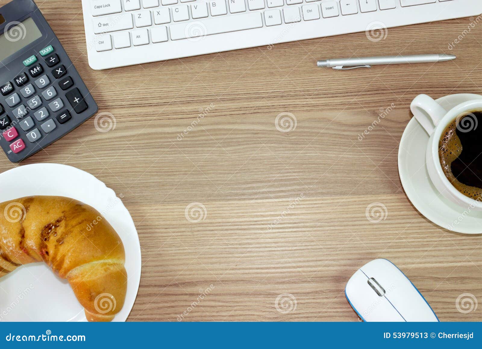 Office Table View from Above with Copy Space Stock Image - Image of ...