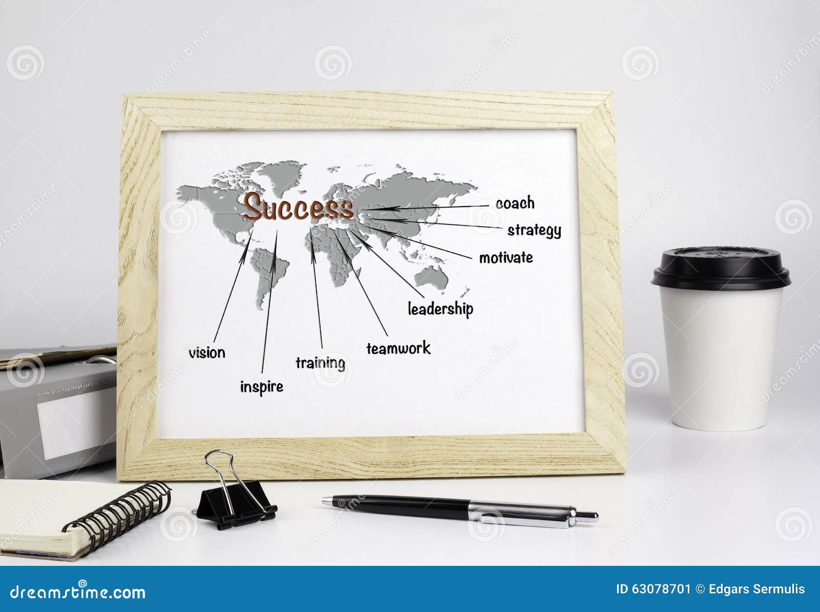 Office Table with Wooden Frame, Success Concept Stock Image - Image of ...