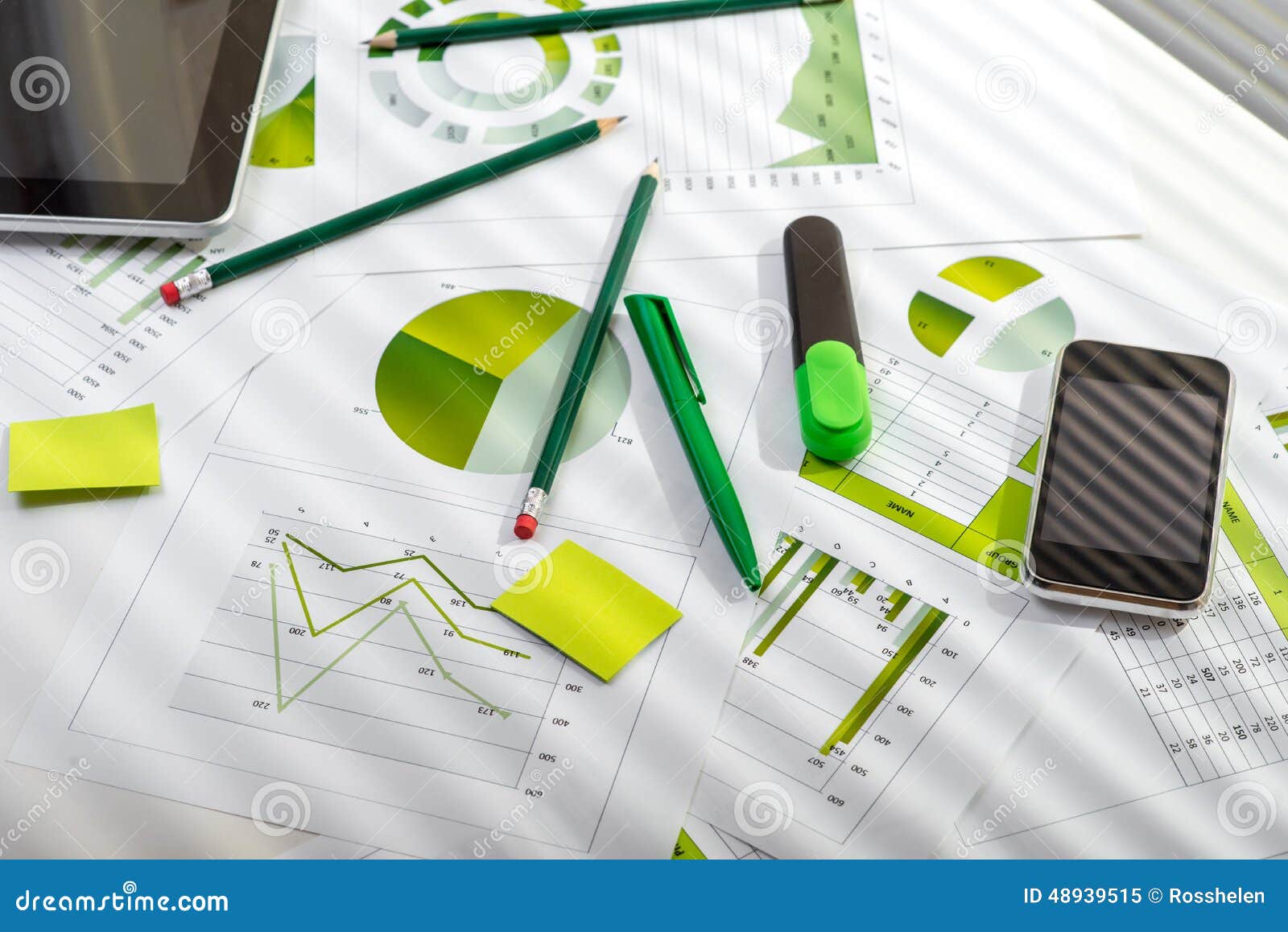 Office Table with Working Stuff Stock Image - Image of graphic, louver ...