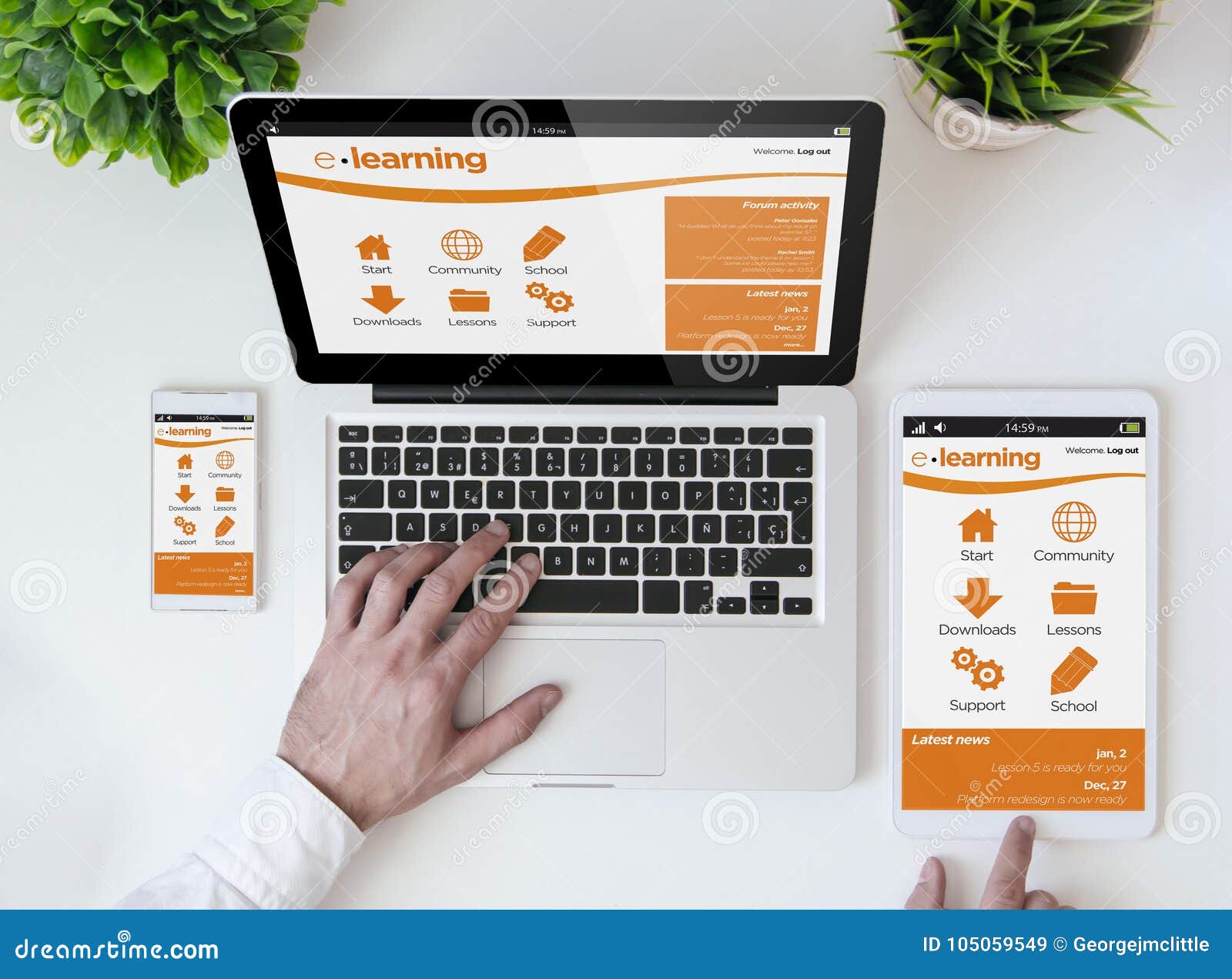 Office tabletop e-learning stock image. Image of connection - 105059549