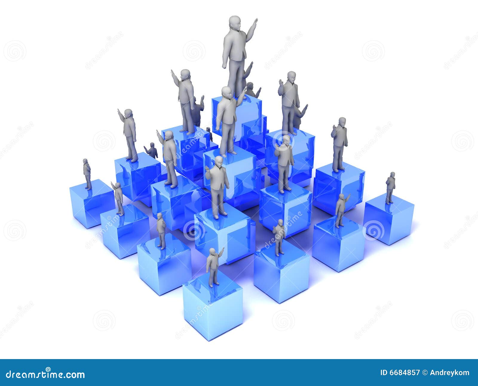 Office team on blue cubes stock illustration. Illustration of grouping ...