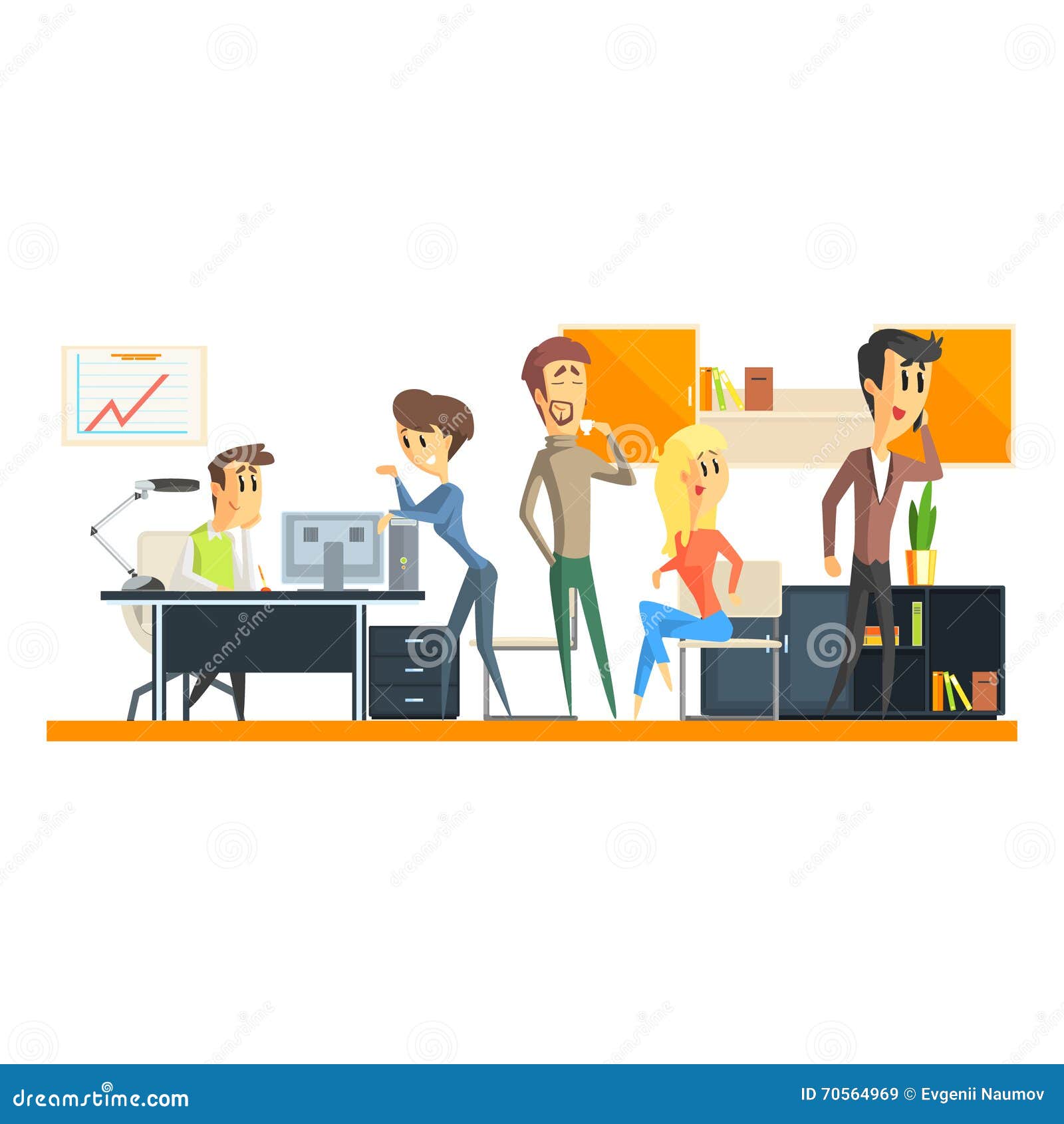 Office Team On Coffee Break Cartoon Vector | CartoonDealer.com #70564969